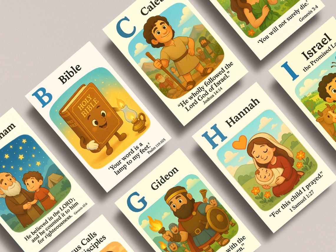 Bible A-Z Flashcards: Christian Alphabet Cards With Verses (digital ...