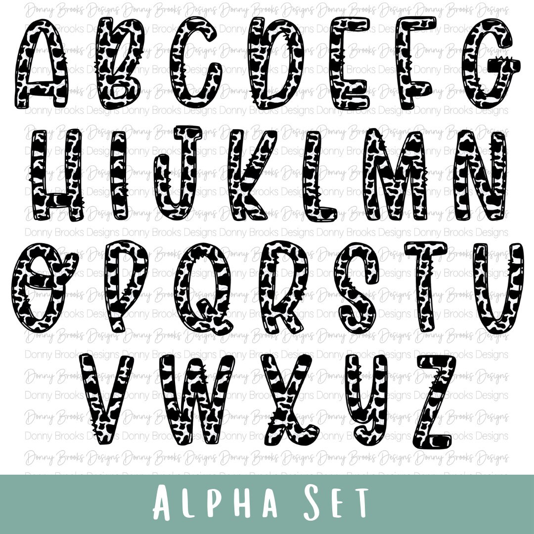 Cow Print Alpha Set Digital Download - Etsy