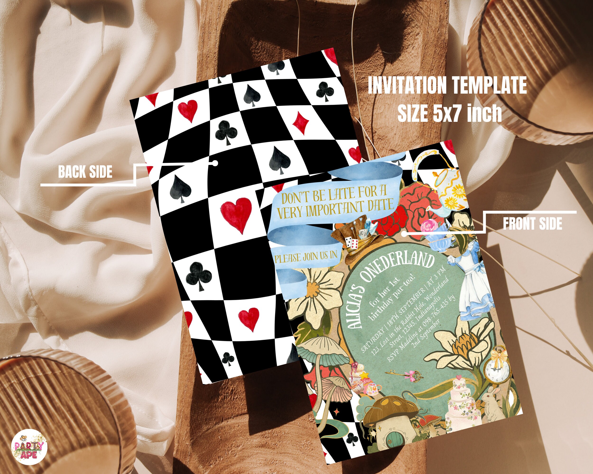 Alice in Wonderland Birthday Invitation Template Alice in - Etsy