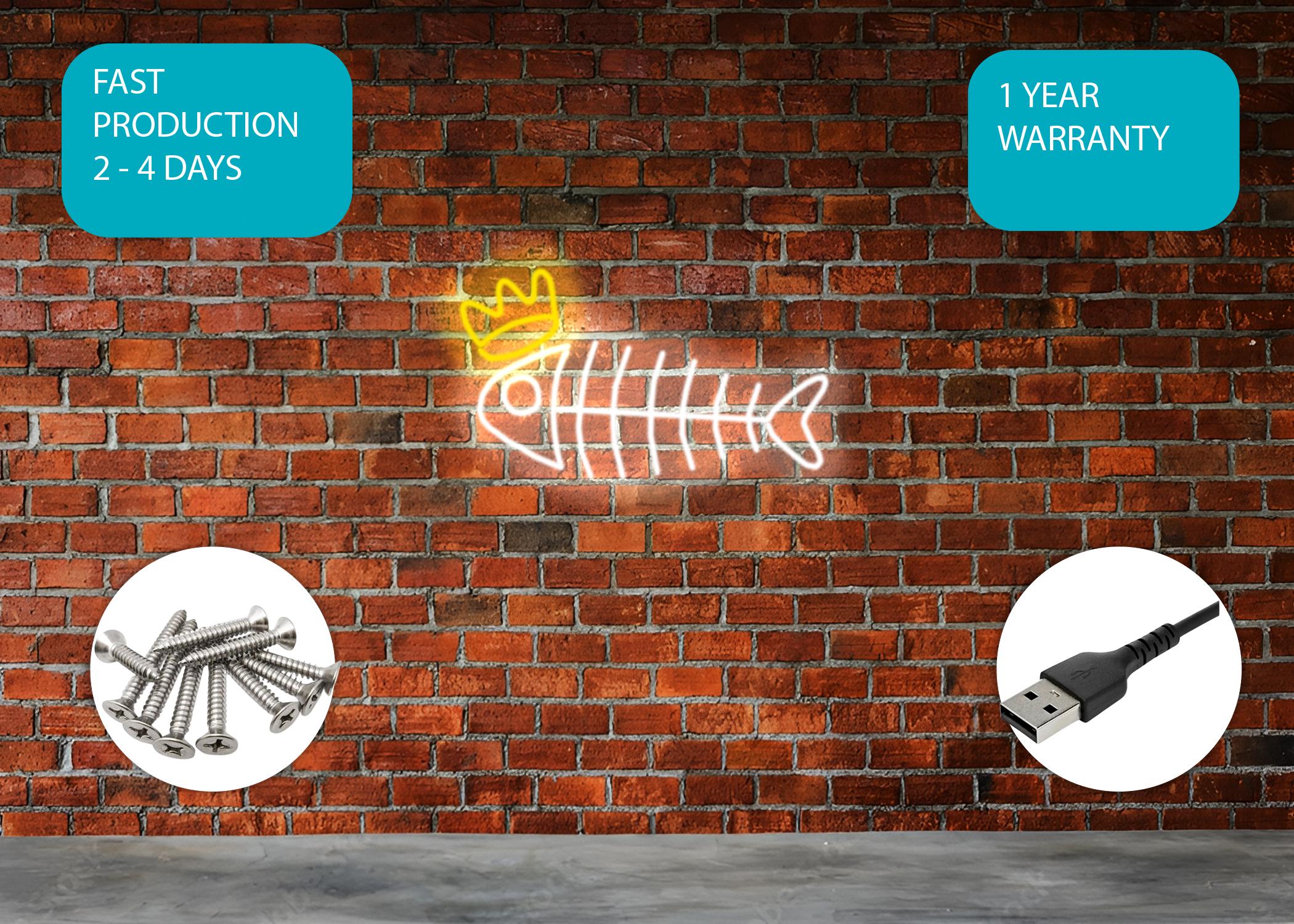 Neon LED Fish Sign Crown LED Wall Art Fish Neon Light Unique LED Home ...