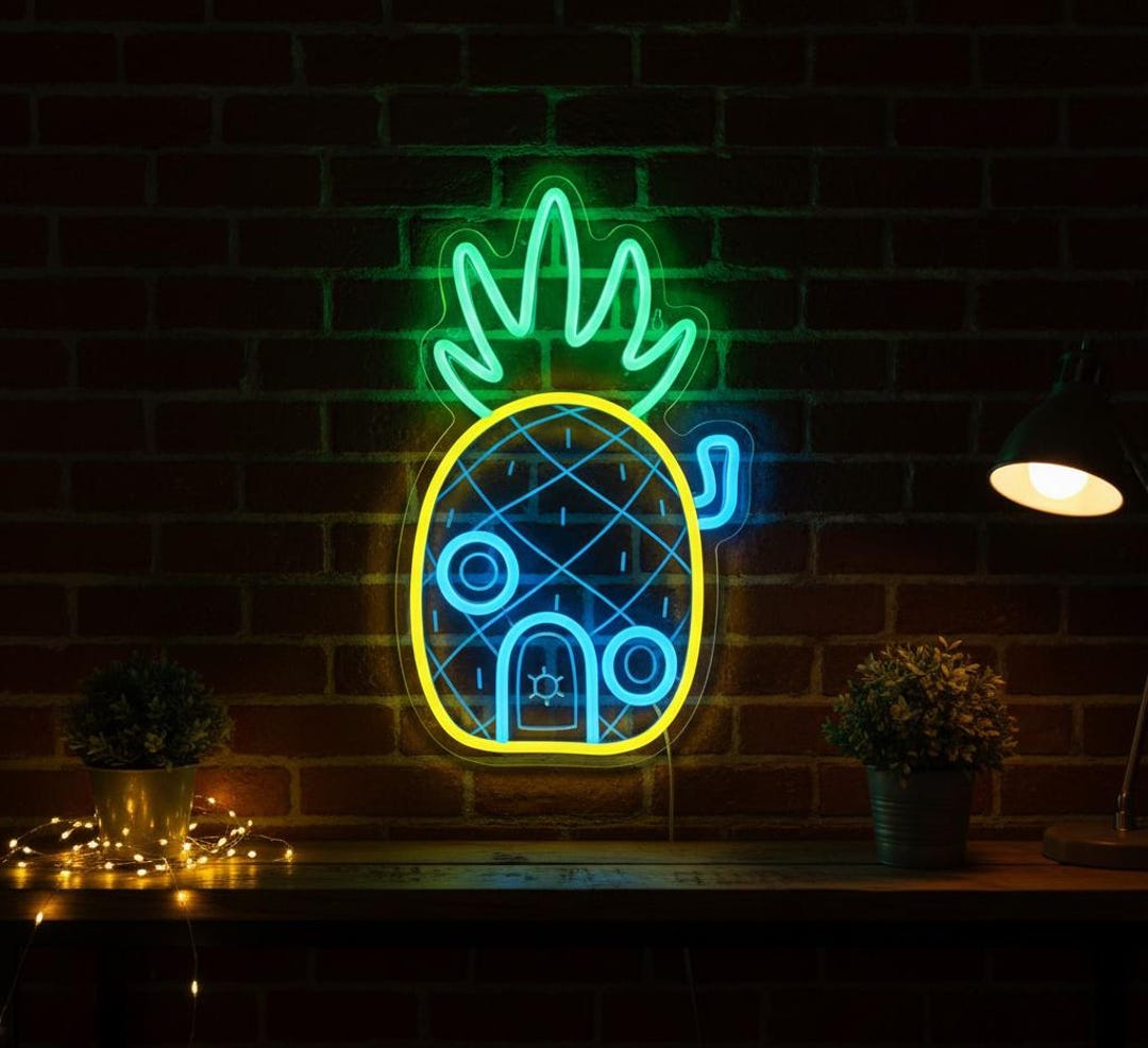 Spongebob Pineapple House Neon Sign | Custom Bikini Bottom LED Light - Etsy