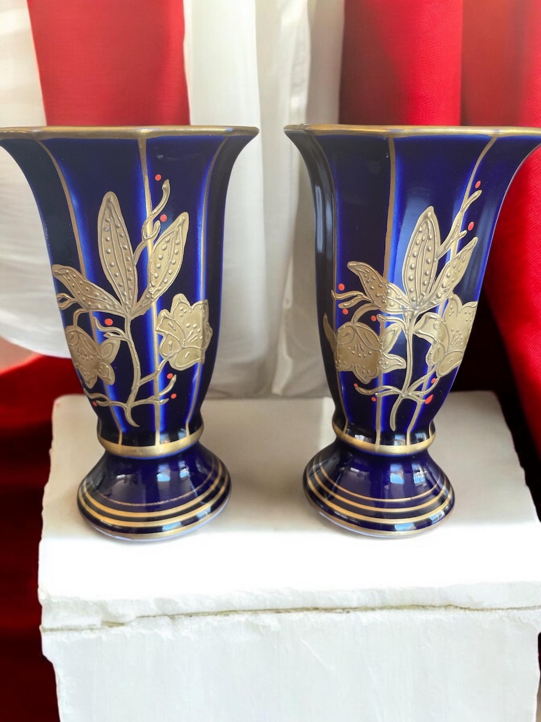 Vintage Jlmenau German Echt Kobalt Graf Von Henneberg Porcelain Vases ...