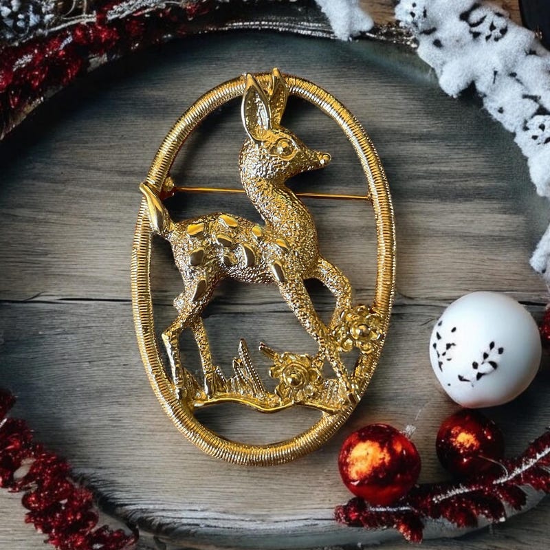 Deer Brooch - Etsy