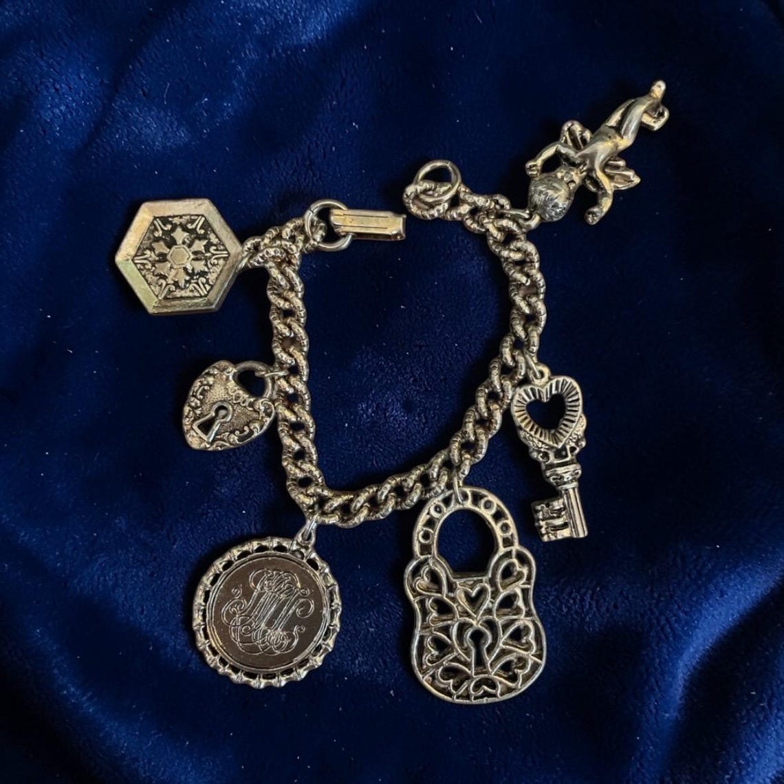 Vintage Sweetheart Charm Bracelet Gold Tone - Etsy