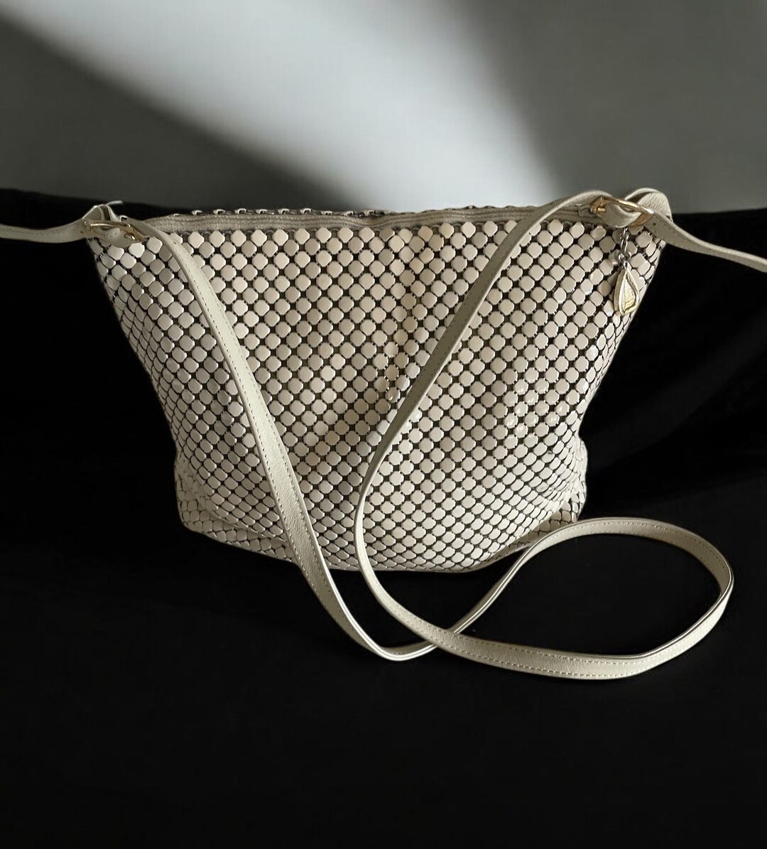 Vintage Whiting and Davis Ivory Mesh Shoulder Bag - Etsy