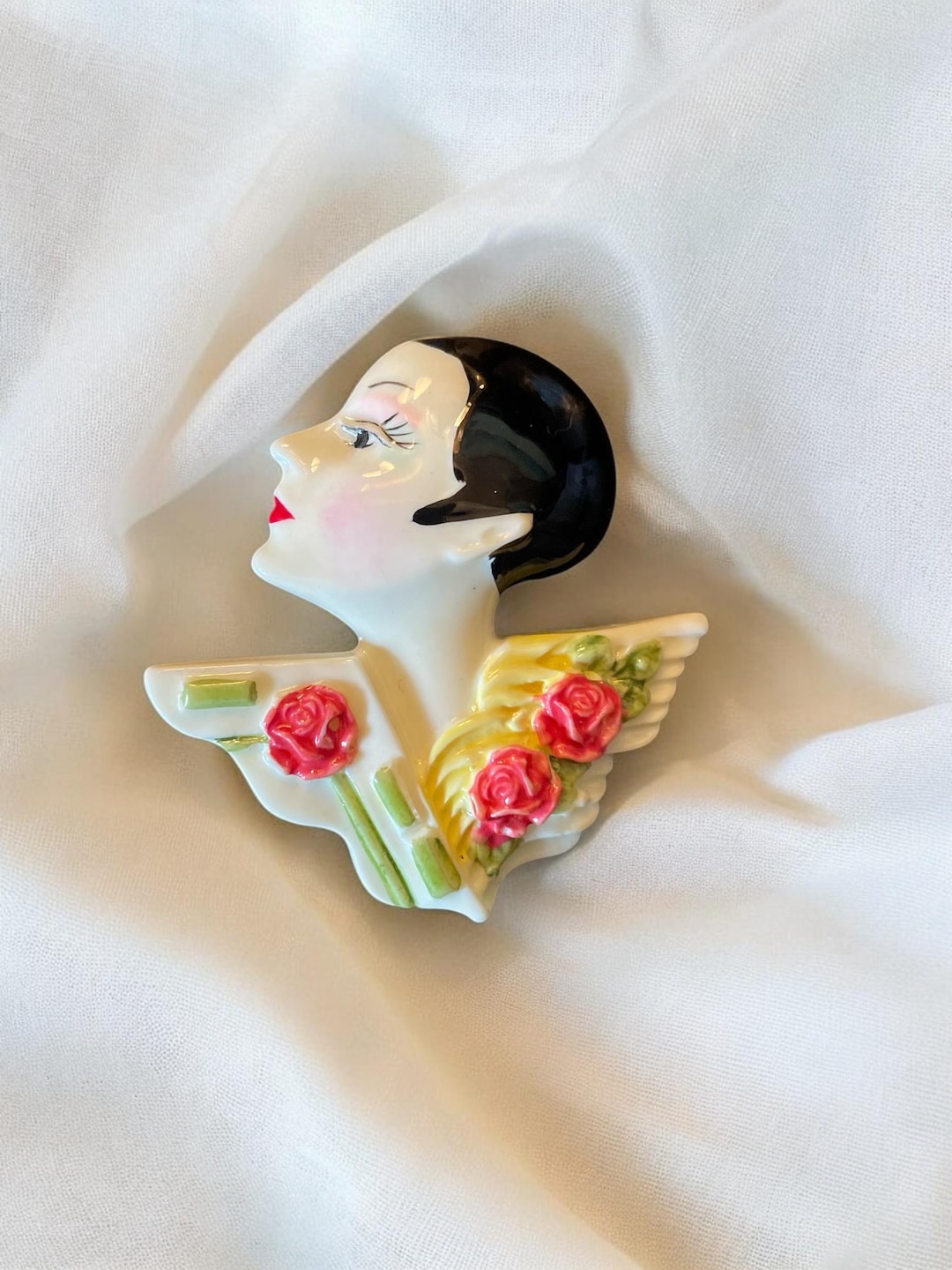 Art Deco Lady Flapper Pin/brooch. - Etsy