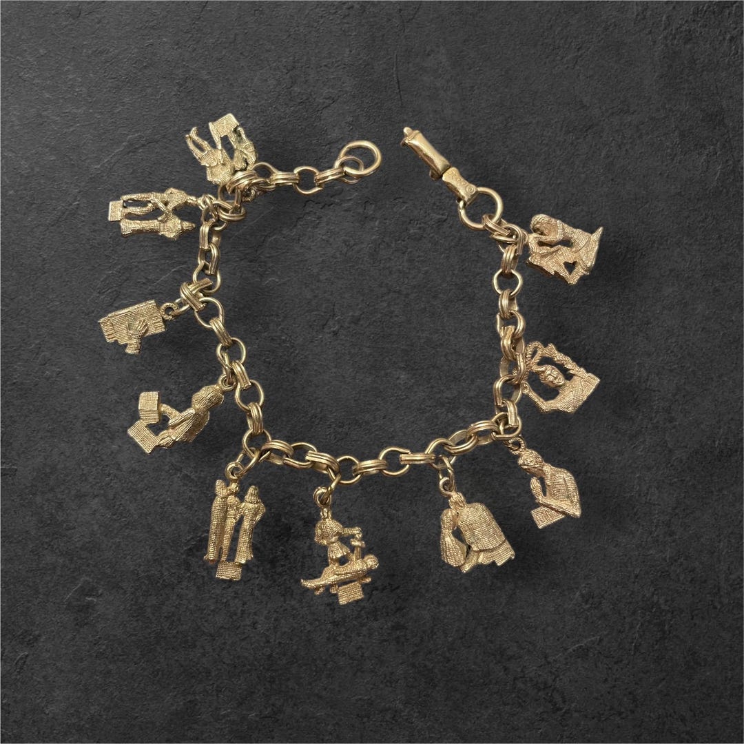 Vintage Coro Gold Tone Ten Commandments Charm Bracelet - Etsy