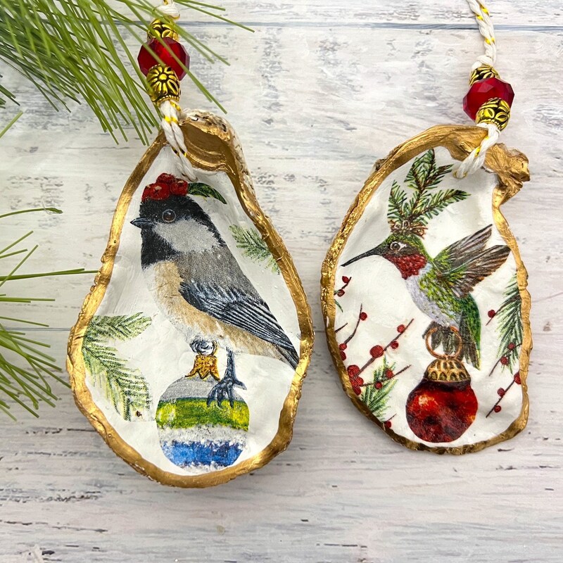 Painted Shell With Red Bird - Etsy