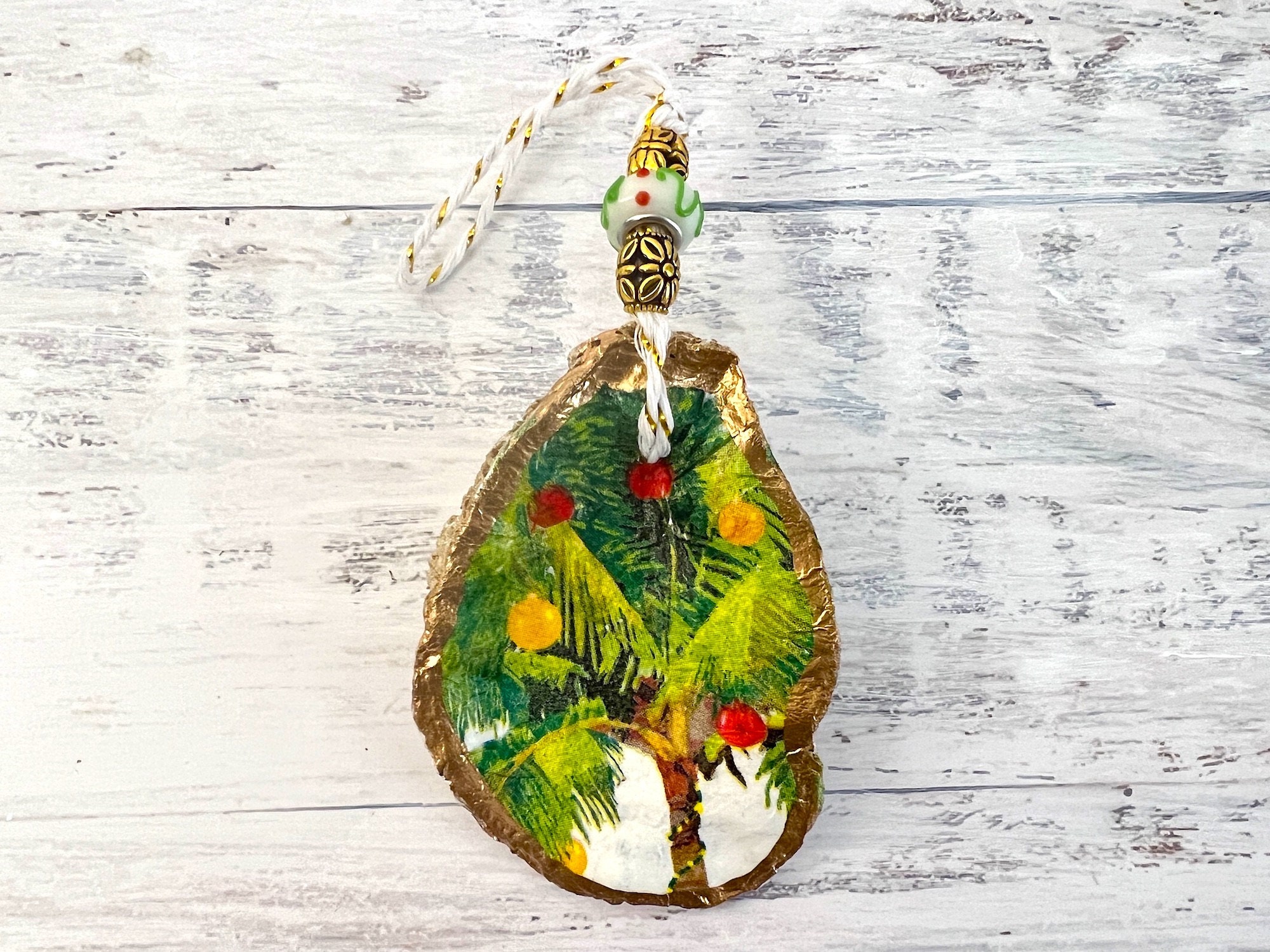 Oyster Shell Christmas Ornament, Starfish, Palm Tree With Lights ...