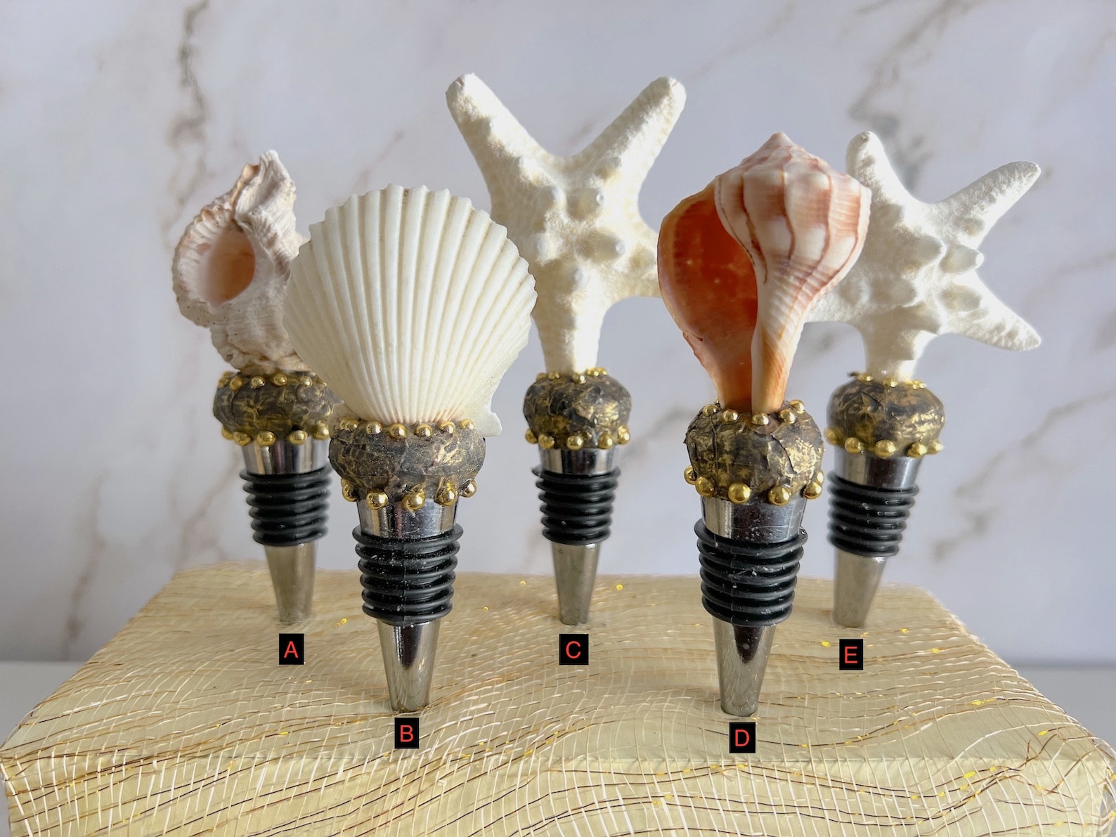Shell Bottle Stopper Wine Stopper Gold Studs Shell Decor - Etsy