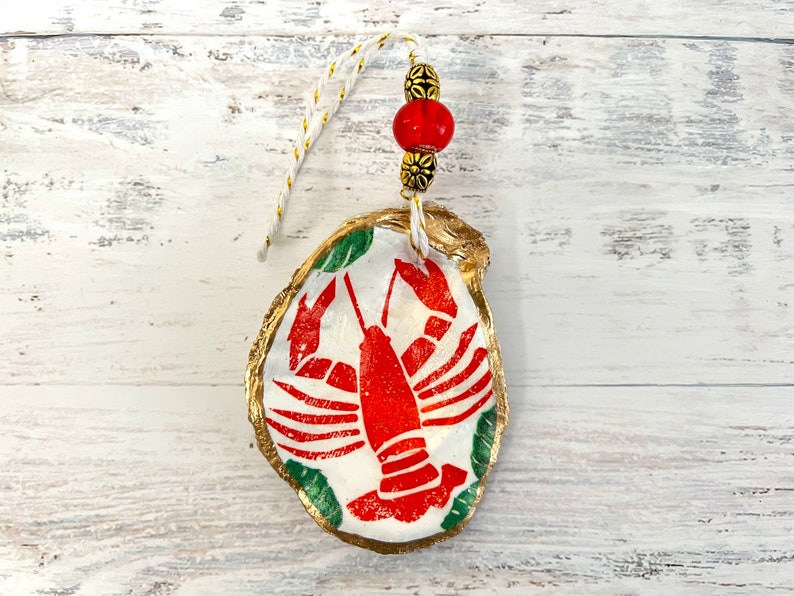 Oyster Shell Christmas Ornament, Lobster, Crab, Palm Leaf, Crustaceans ...