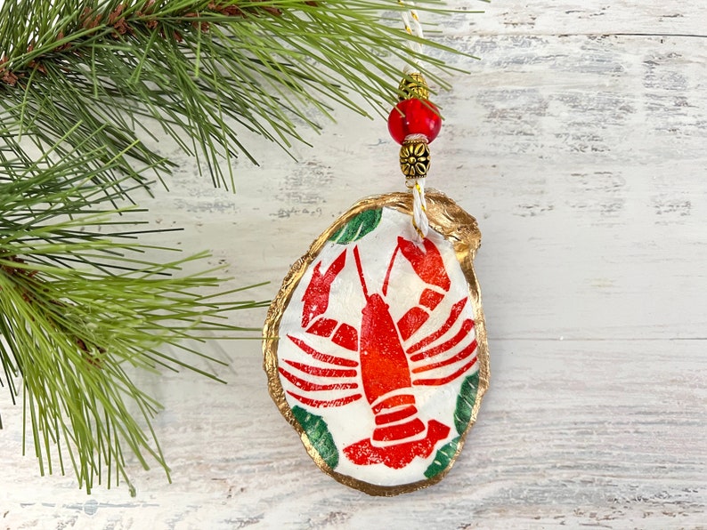 Oyster Shell Christmas Ornament, Lobster, Crab, Palm Leaf, Crustaceans ...