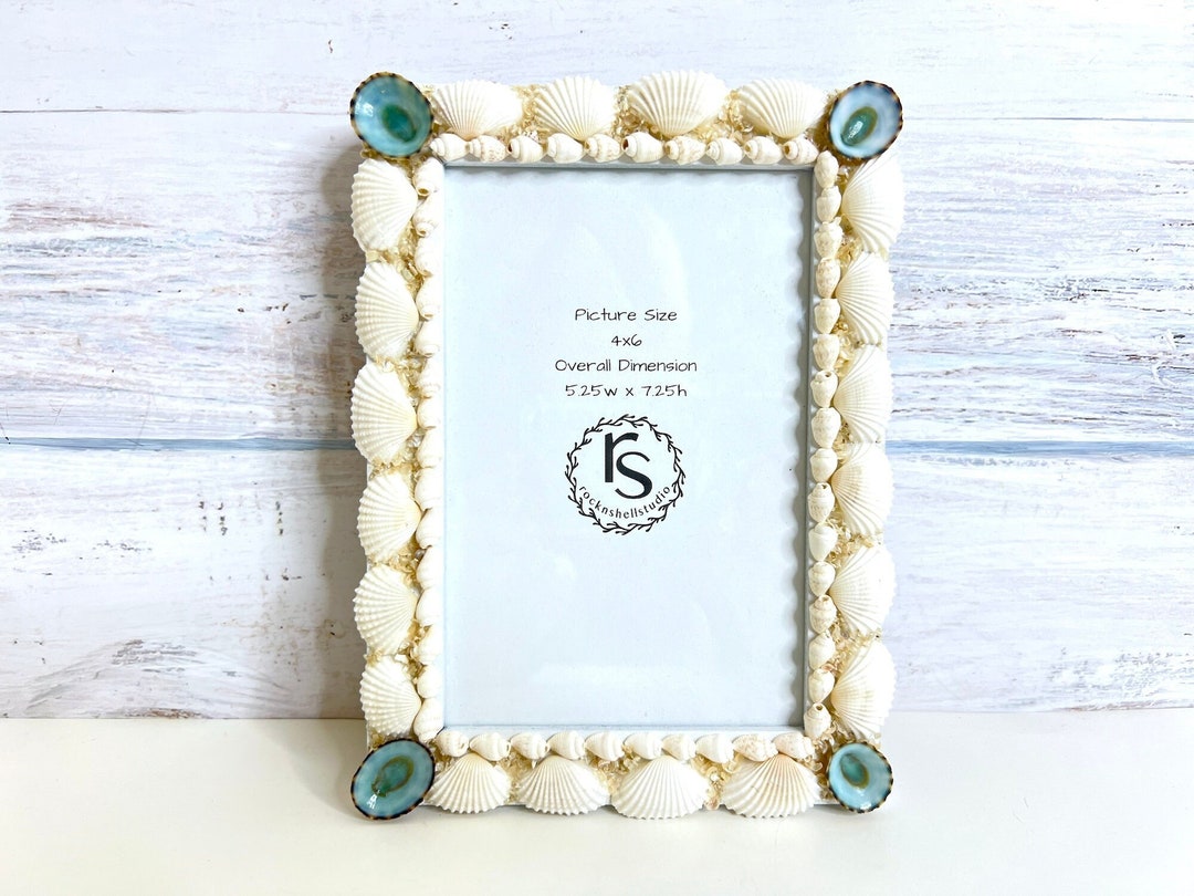 White Shell Picture Frame, 4x6 Photo, Beach Wedding Gift, Beach Decor ...