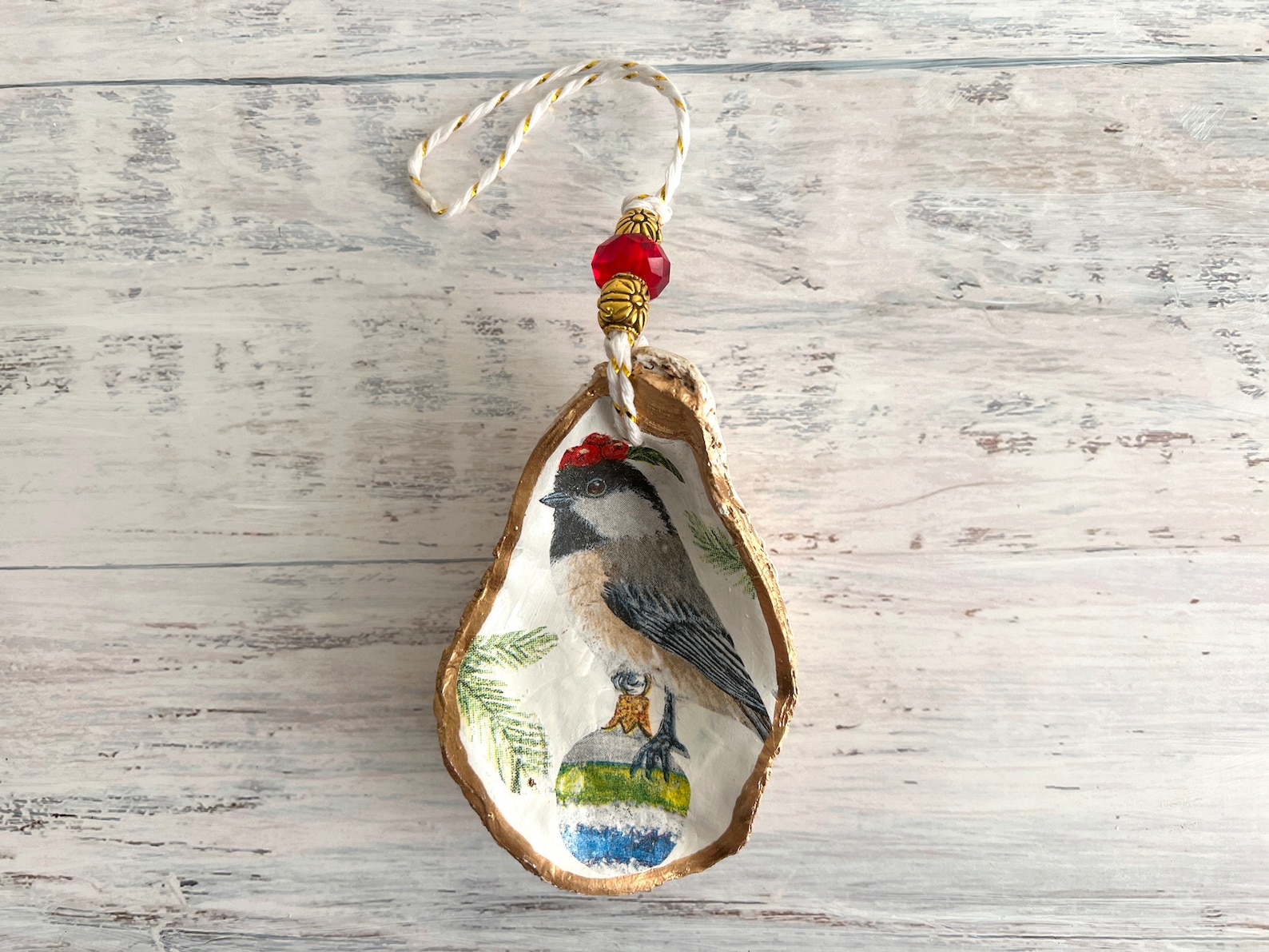 Oyster Shell Christmas Ornament, Whimsical Hummingbird or Chickadee - Etsy