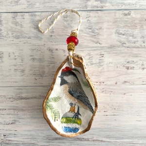 Oyster Shell Christmas Ornament, Whimsical Hummingbird or Chickadee - Etsy