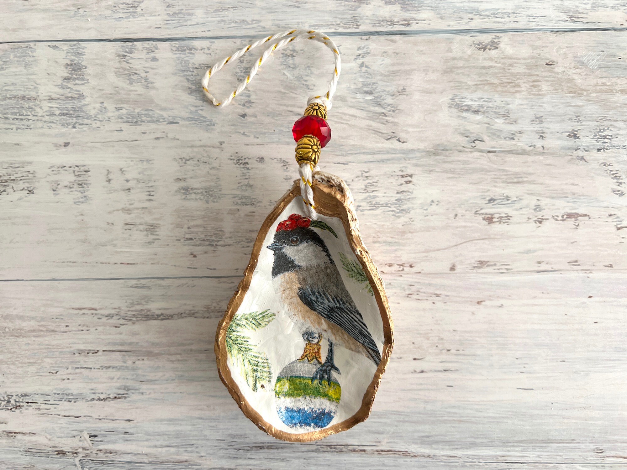 Oyster Shell Christmas Ornament, Whimsical Hummingbird or Chickadee - Etsy