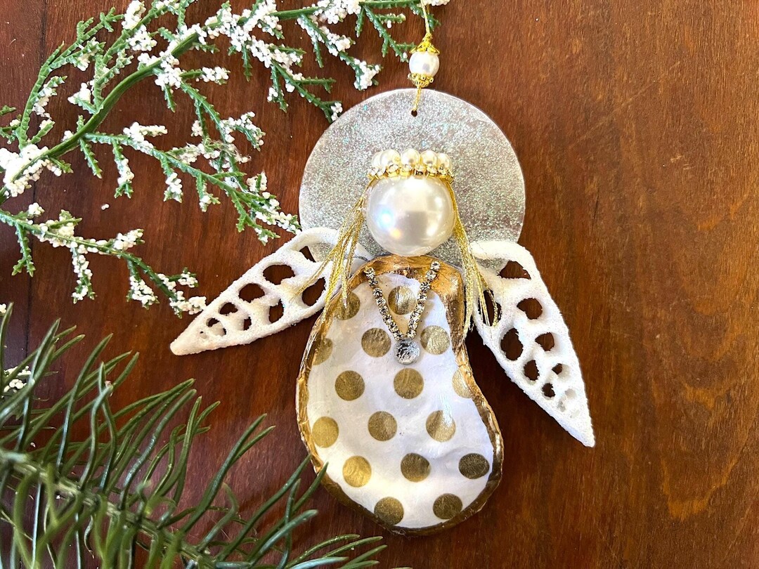 Christmas Angel Ornament, Oyster Shell, Tree Decoration, Beach Lover ...