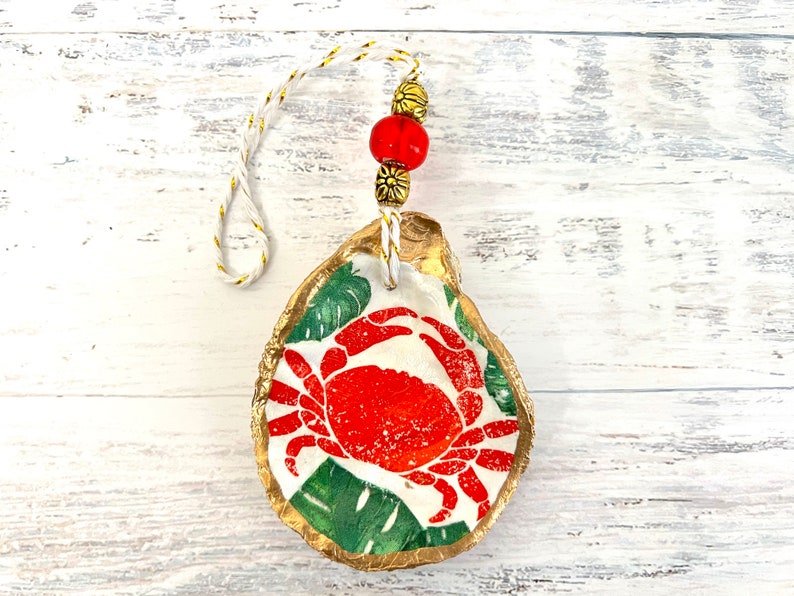Oyster Shell Christmas Ornament, Lobster, Crab, Palm Leaf, Crustaceans ...
