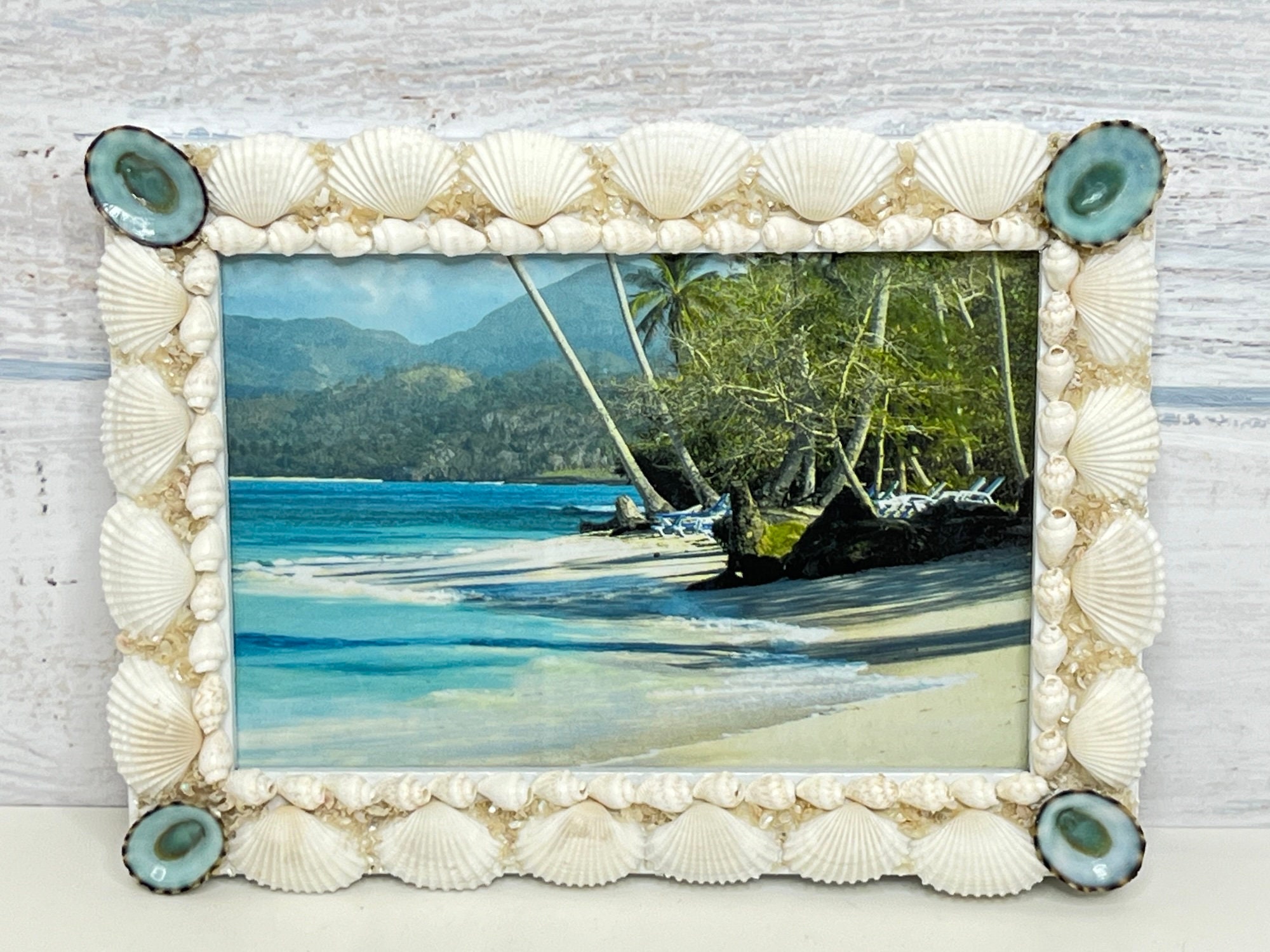 White Shell Picture Frame, 4x6 Photo, Beach Wedding Gift, Beach Decor ...