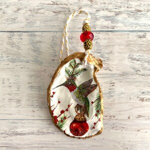 Oyster Shell Christmas Ornament, Whimsical Hummingbird or Chickadee - Etsy