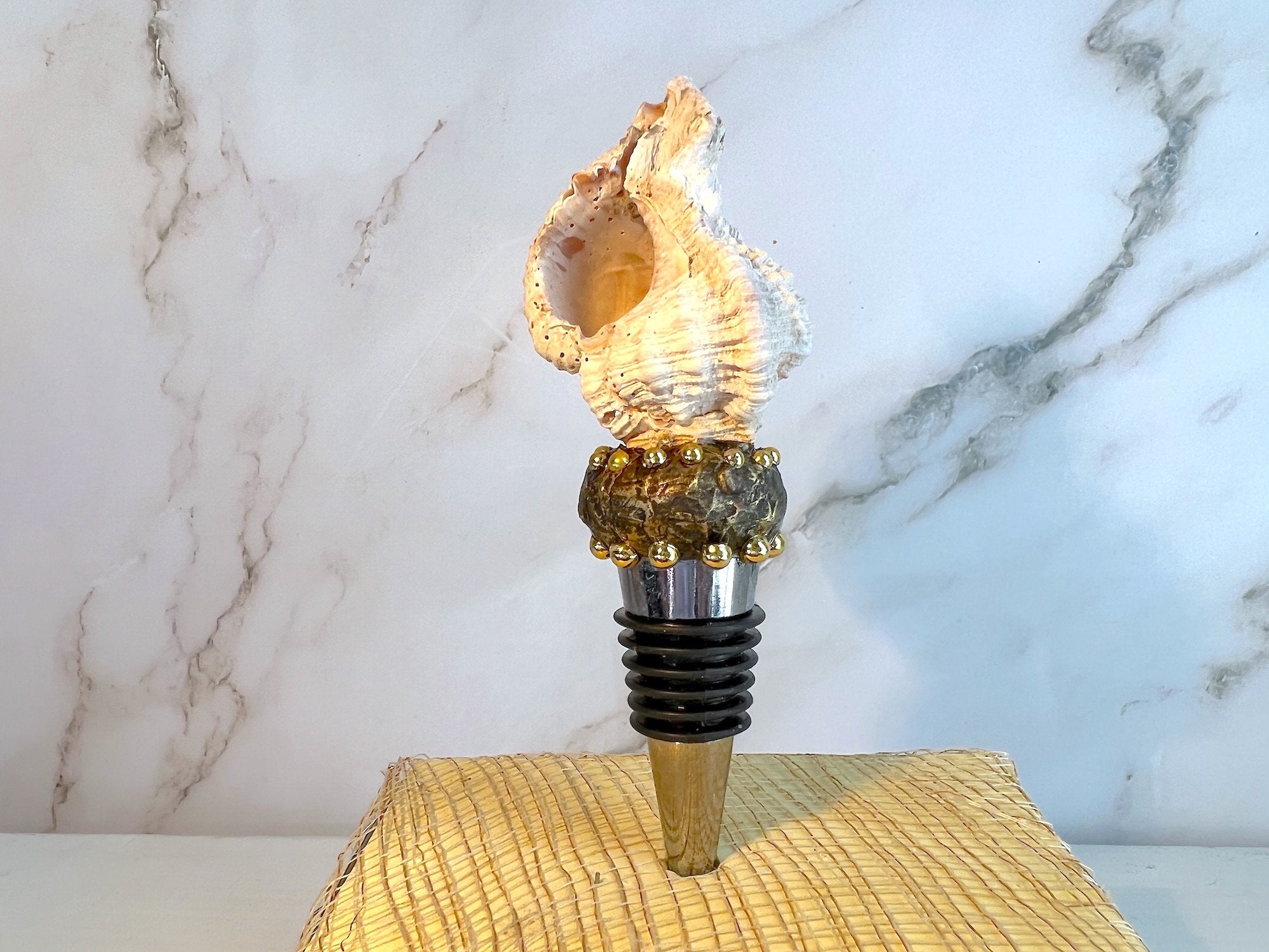 Shell Bottle Stopper Wine Stopper Gold Studs Shell Decor - Etsy