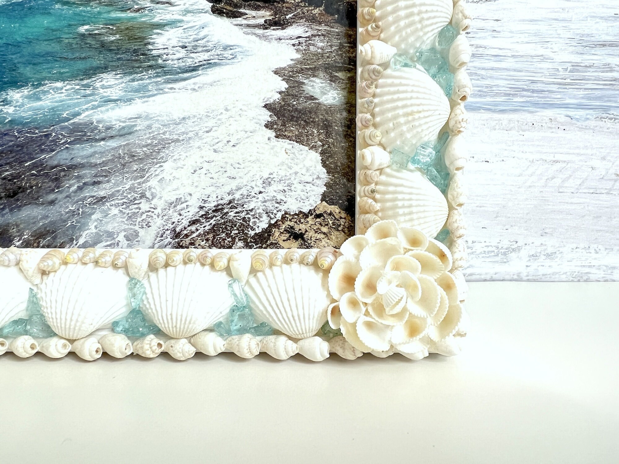 White Shell Picture Frame, 5x7 Photo, Beach Wedding Gift, Beach Decor ...