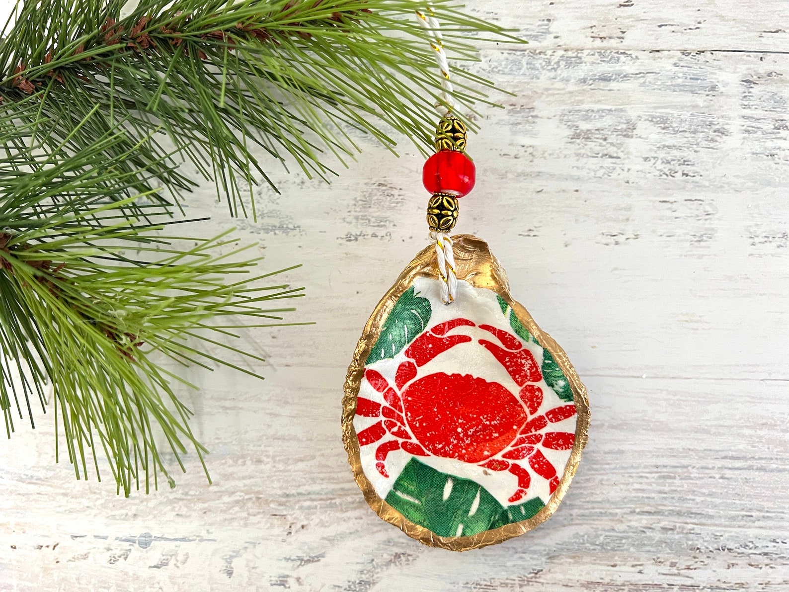 Oyster Shell Christmas Ornament, Lobster, Crab, Palm Leaf, Crustaceans ...