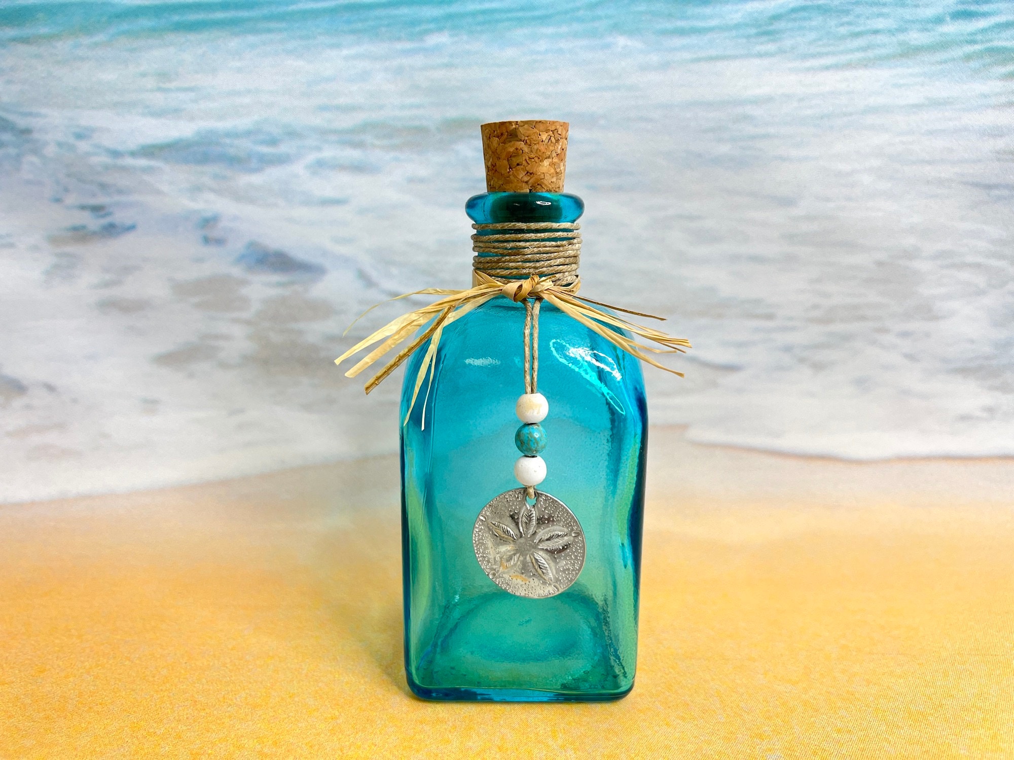 Beach Bottle, Corked Bottle, Ocean Vase, Aqua Vase, Decorative Bottle ...