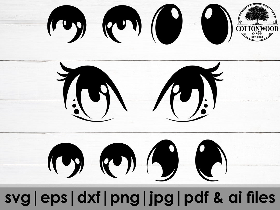 Cartoon Eyes SVG, Manga SVG, Cute Face Svg, Cute Png, Anime Files Svg ...