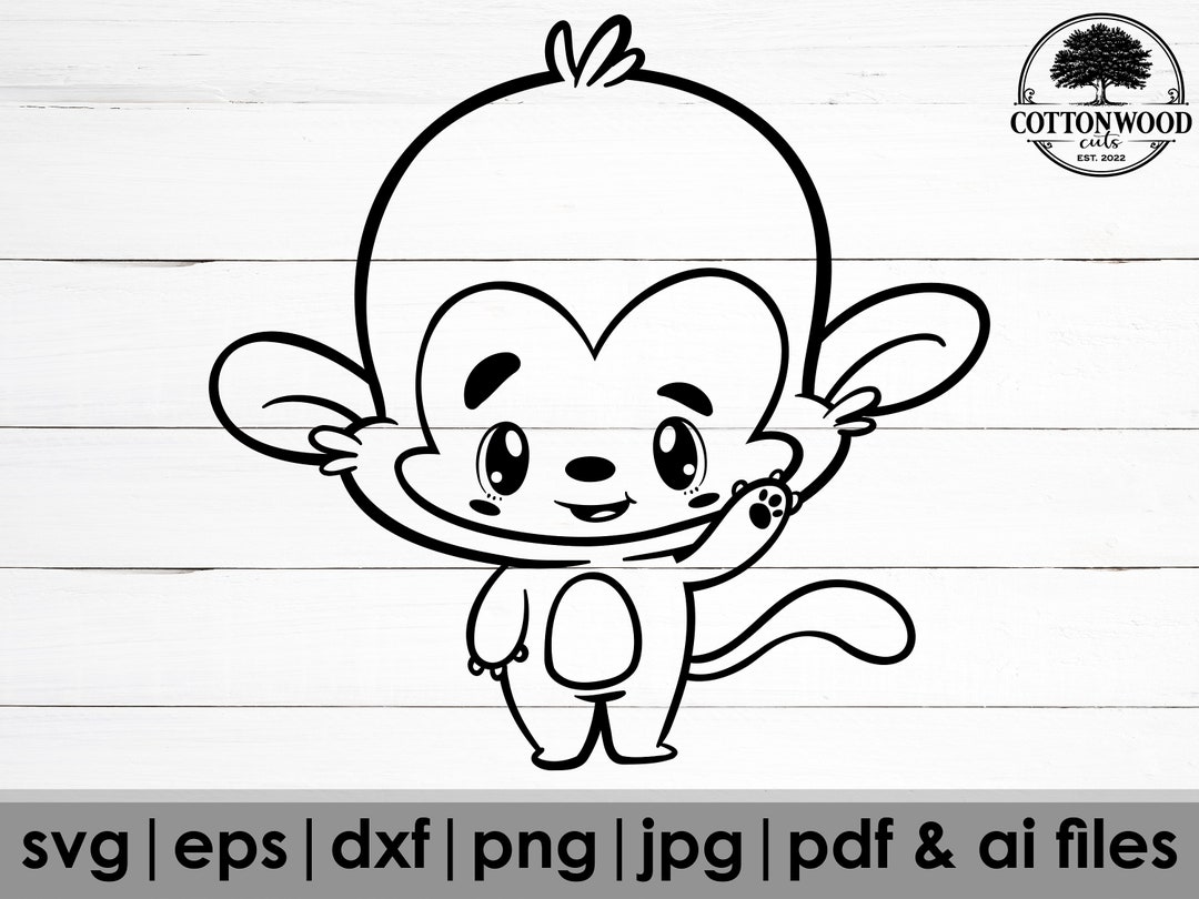 Cute Monkey SVG, Cute Monkey Svg, Cute Svg, Gift for Kids Svg, Cute ...