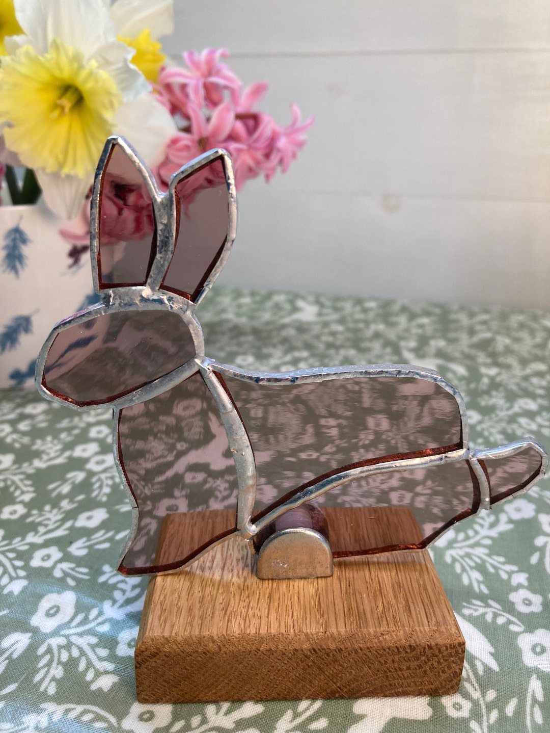Stained Glass Easter Bunny on Display Stand - Etsy