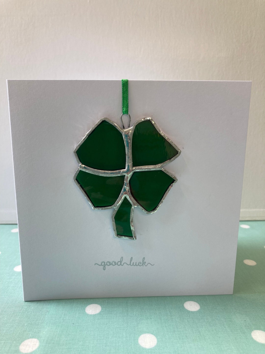 Good Luck Card With Detachable Glass Four Leaf Clover Sun Catcher - Etsy