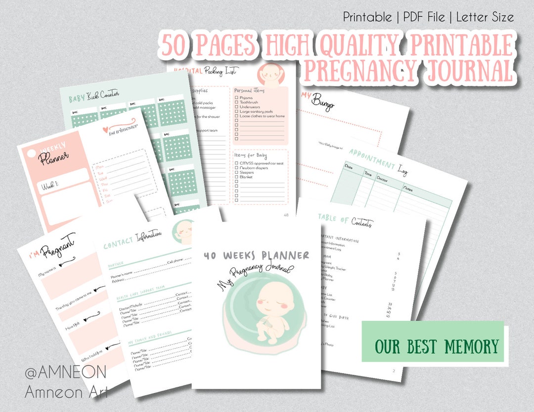 Pregnancy Journal Planner, Printable PDF, Diary for Mom - Etsy