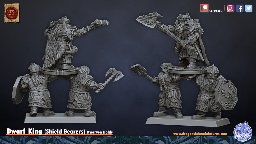 Dragonslake Miniatures Dwarf King and Shieldbearers | BASES INCLUDED - Etsy