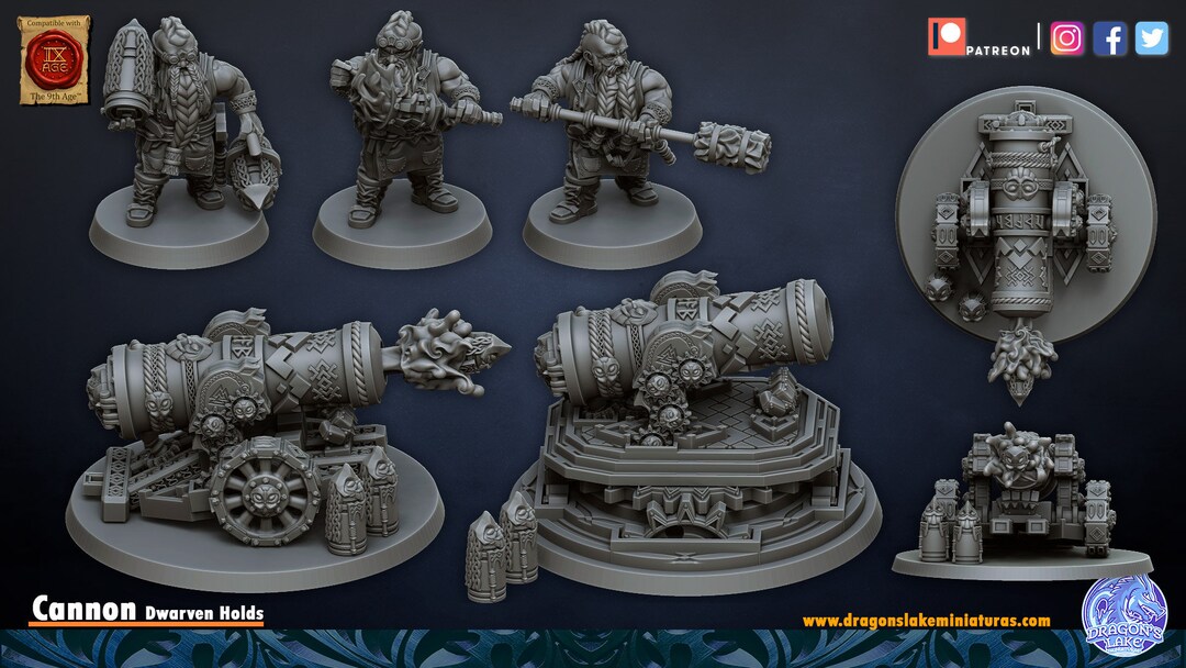 Dragonslake Miniatures Dwarf Cannon | BASES INCLUDED - Etsy