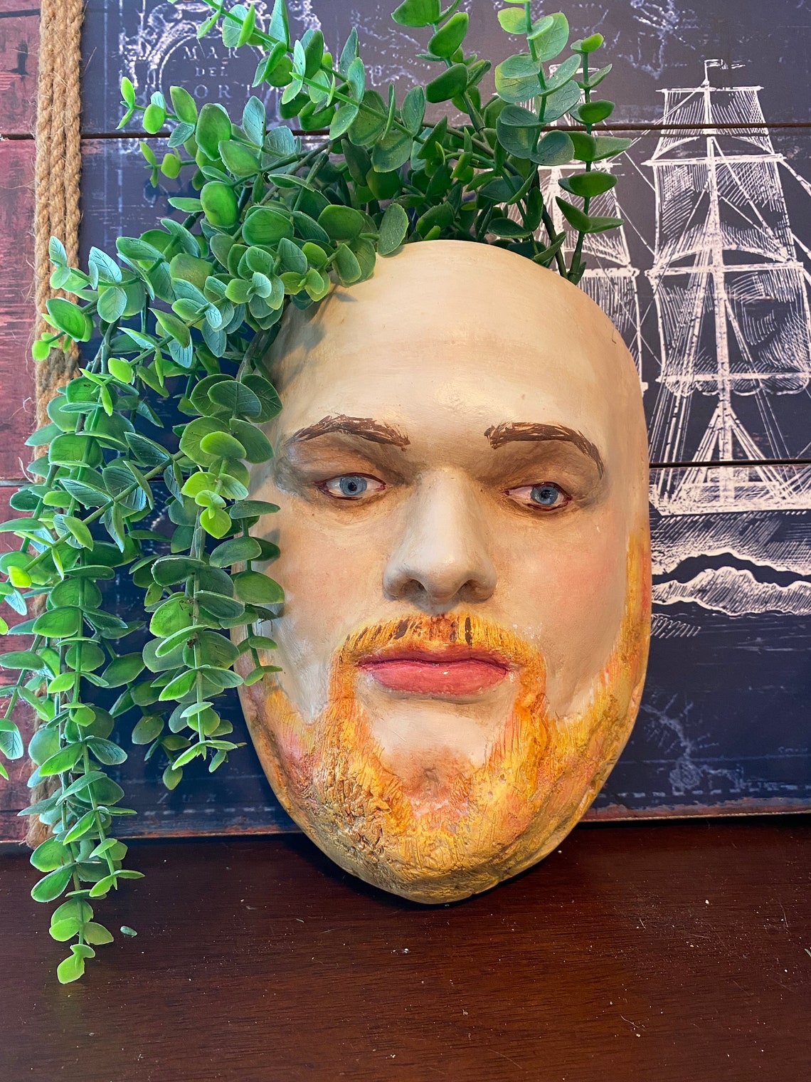 Wall Hanging Face Planters.. Potheads “ben”. - Etsy