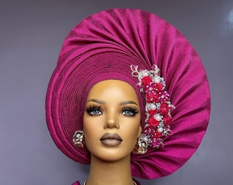 Headtie,gele Hat ,aso-oke Fabric,gele,headwrap,ready-to-wear Gele ...