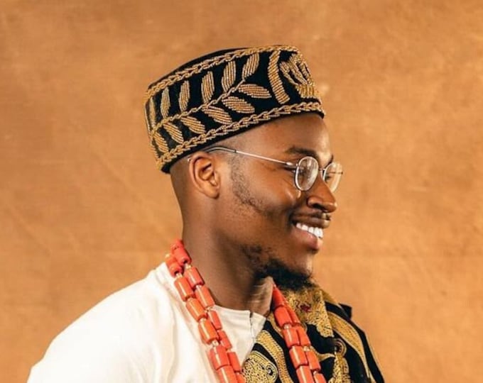 African Chieftaincy Wedding Hat. Igbo Ozo Cap, African Men's Wedding ...
