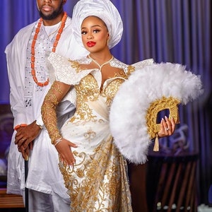 Bridal Hand Fan Bridesmaids African Feather Hand Fan Traditional Ghana ...