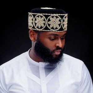 Velvet African Cap, Hausa Cap, Mallam Cap, Fulani Hat, African Mens Hat ...