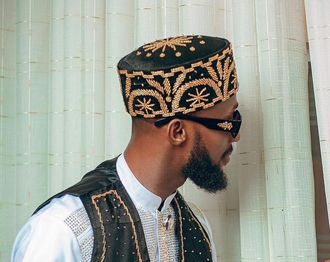 African Chieftaincy Wedding Hat. Igbo Ozo Cap, African Men's Wedding ...