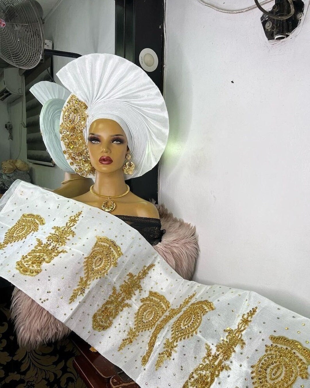 Nigeria, Africa Gele Headtie Hat, Aso-oke Fabric,gele,headwrap,ready-to ...