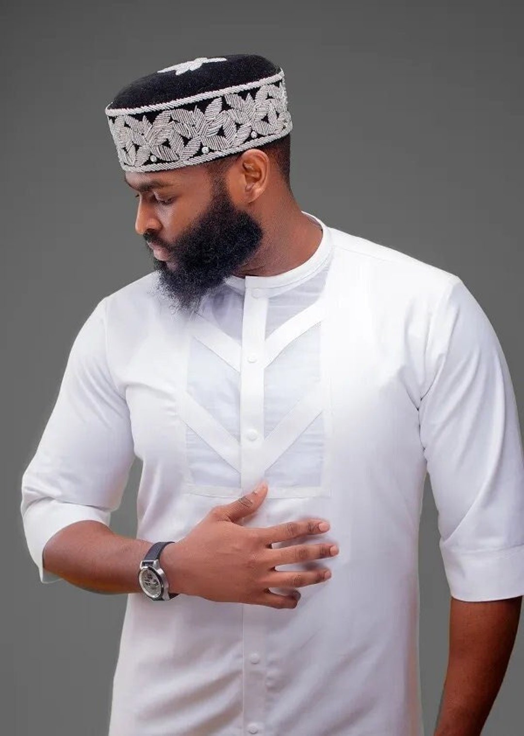 African Velvet Beaded Cap ,hausa Cap Kufi Hat,kufi Cap, Hausa ...