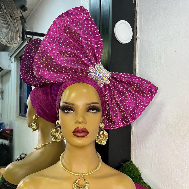 Nigeria White Wedding Asooke Autogele Ready to Wear Gele - Etsy