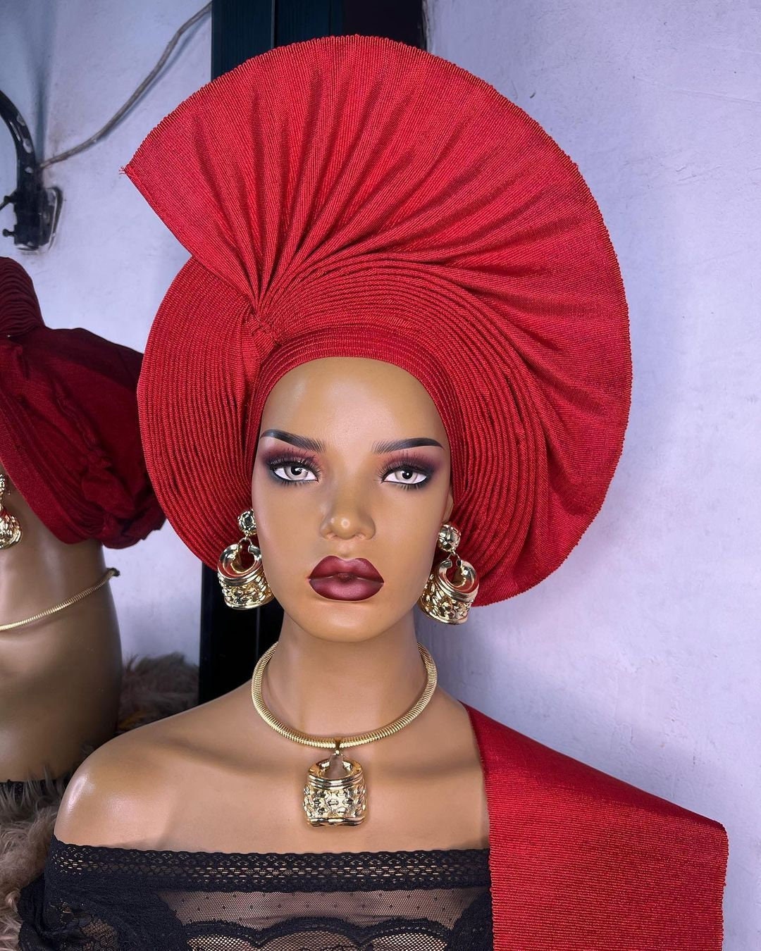 African Gele, Pre Styled Head Tie, Auto Gele, Turban Headband Women ...