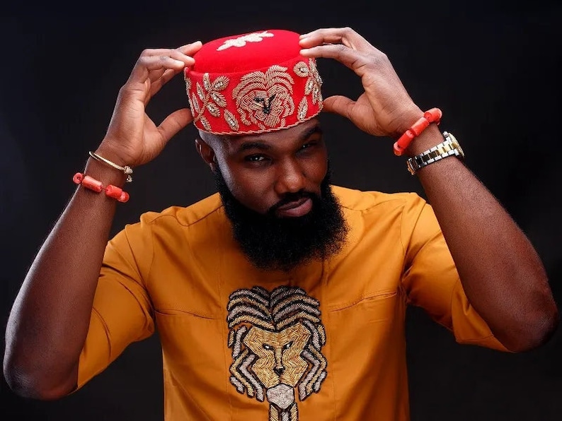 African Chieftaincy Wedding Hat. Igbo Ozo Cap African - Etsy