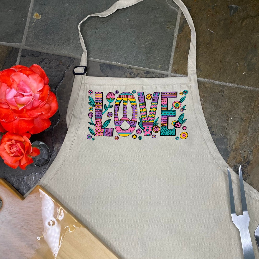 Love-apron With Pockets-housewarming-gift for Mom-kitchen-hostess Gift ...