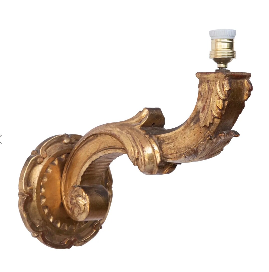 19th Century Classic Baroque Style Wall Lamp Gold Painted Wood, 1880 - Etsy