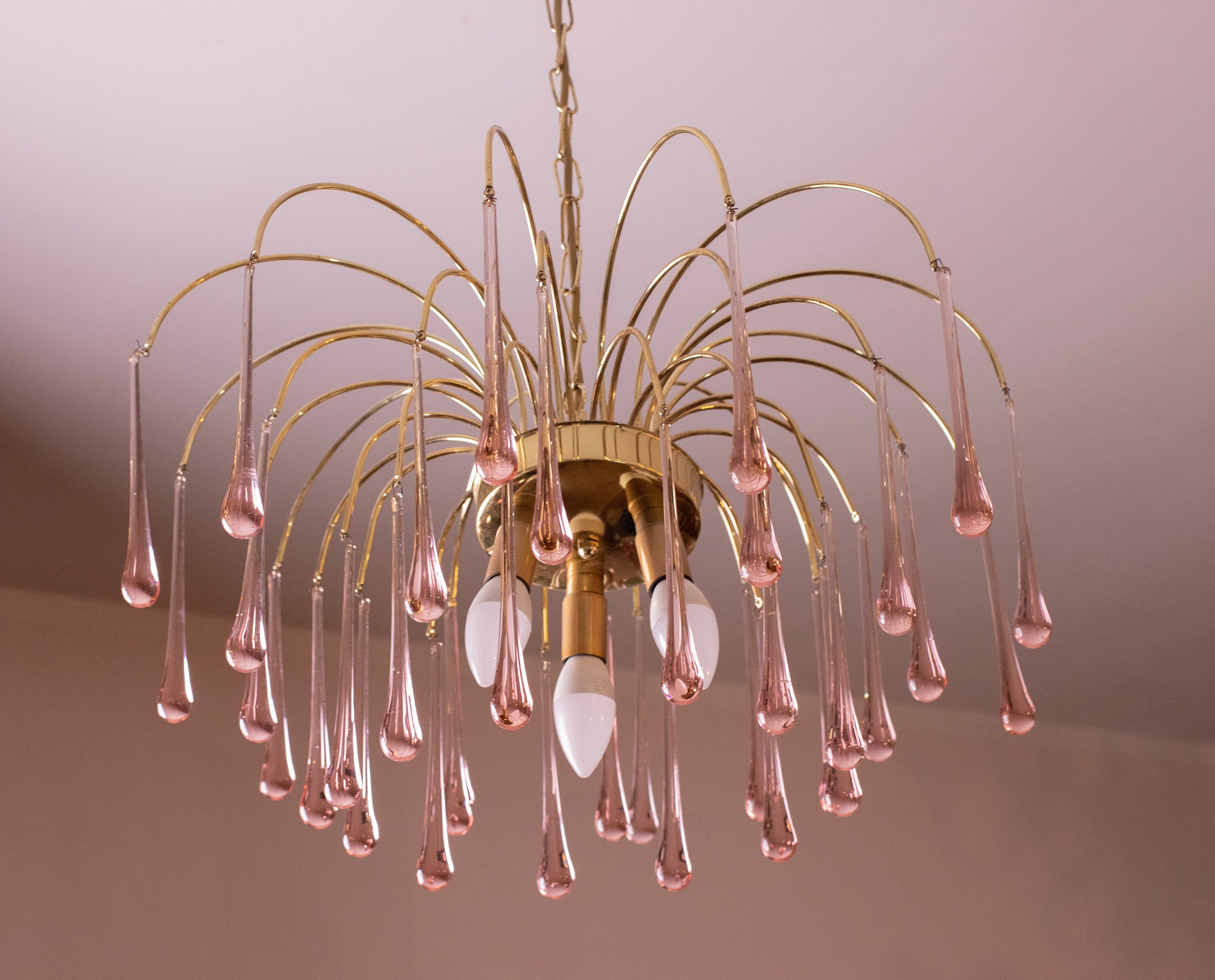 Lady Wendy, Pink Drops Murano Chandelier, 1970s - Etsy