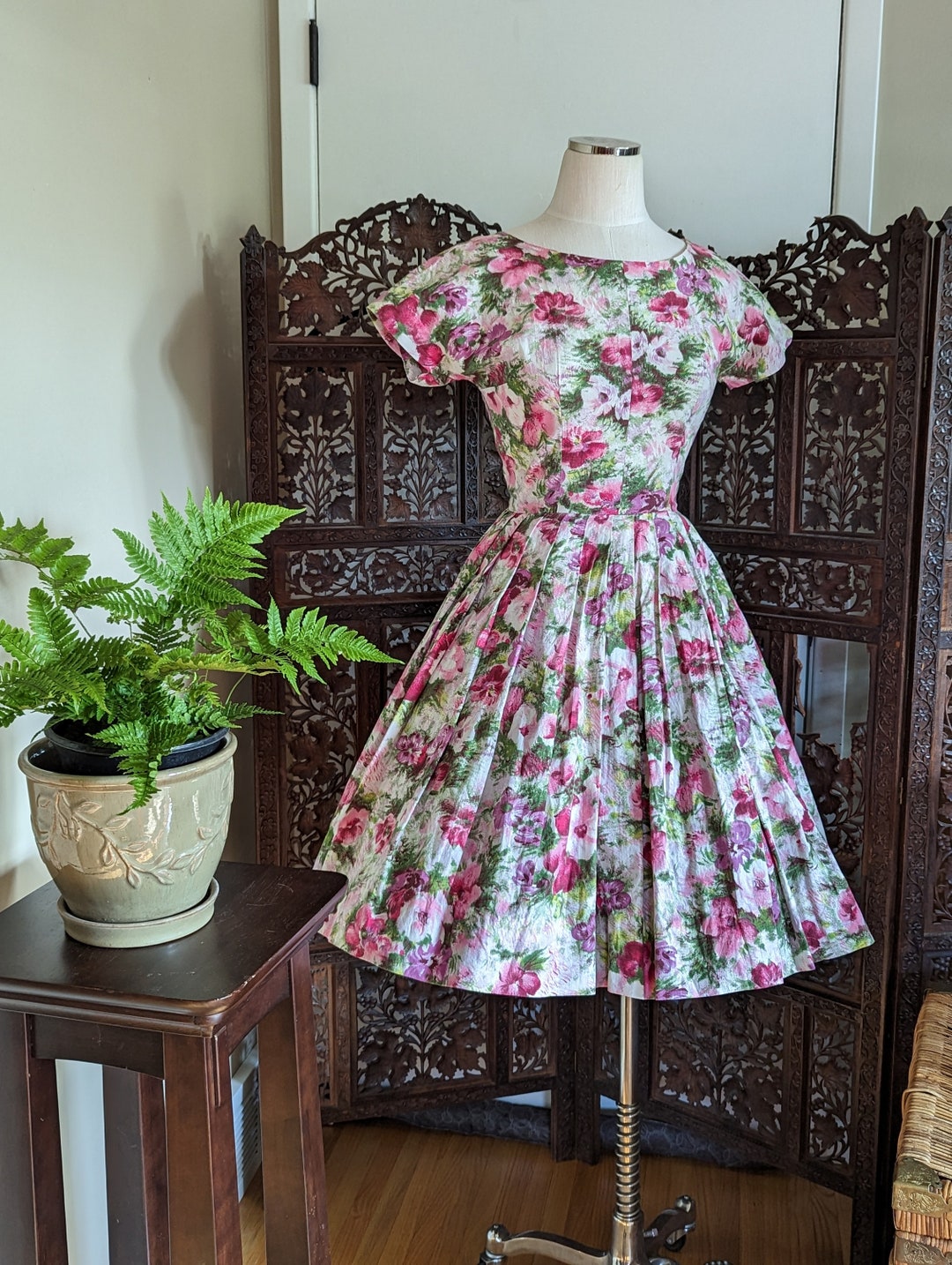 Vintage Homemade 1950s Floral Dress - Etsy